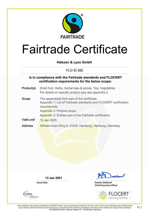 Certificates / Hälssen & Lyon : the world of tea under one roof